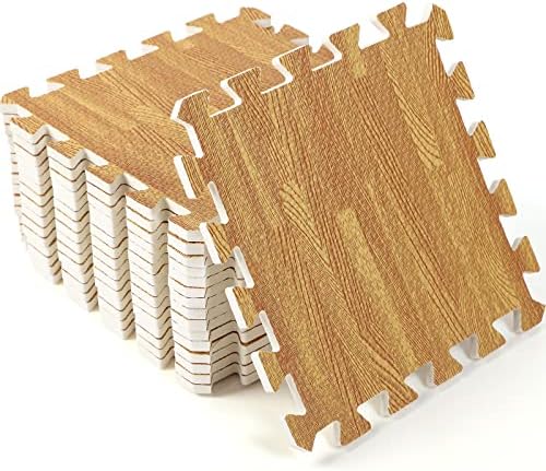 Amazon.com: Wood Grain Floor Foam Mats with Border, Wood Printed ...
