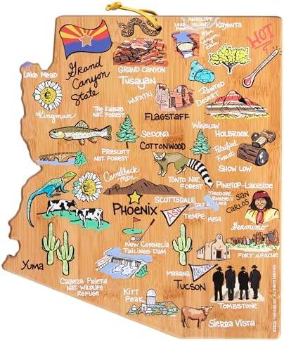 Amazon.com: Totally Bamboo Destination Arizona State Shaped Serving and ...