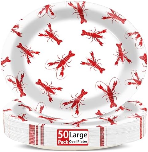 Amazon.com: 50 PCS Crawfish boil Oval Paper Plates Large 11” Disposable ...