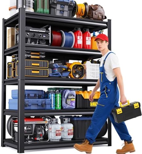Amazon.com: PKDYEZ 72''H/47''W Garage Shelving 5-Tier Adjustable Metal ...