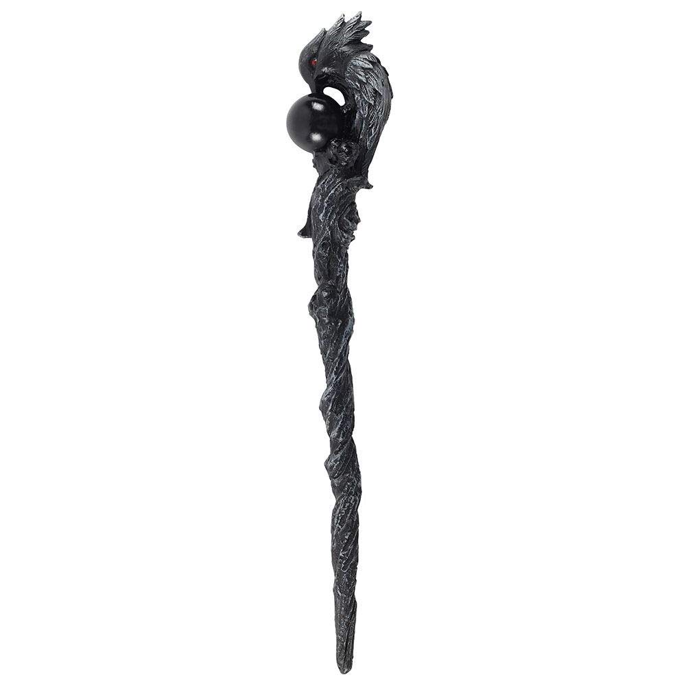 Enchanting Red-Eyed Dark Grey Raven Wand with Black Sphere - 24x3 ...