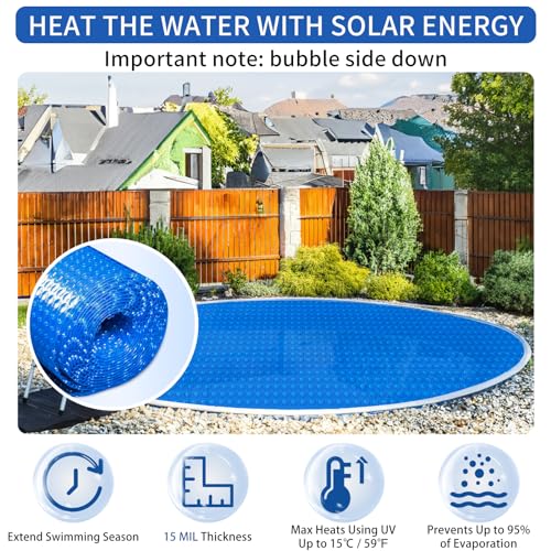 Evoio Solar Pool Covers Blankets for 6 ft Diameter Round Inground Above ...