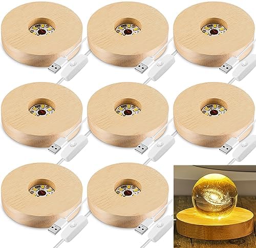 Amazon.com: Honoson 8 Pcs Wooden LED Display Base Lighted Base for ...