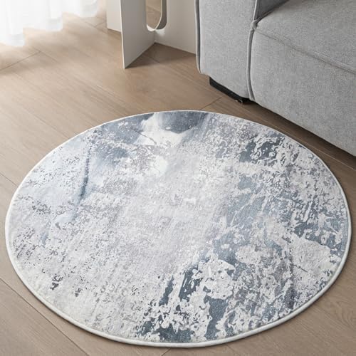 Obundi Round Abstract Rug - Modern Style Area Short Pile Carpet Living ...