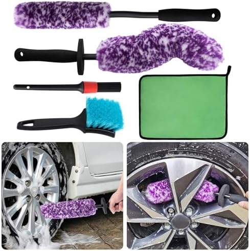 Amazon.com: KLeXiC 5 Pack Car Wheel and Tire Cleaner Brushes Kit Auto ...