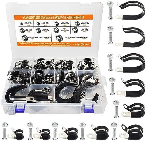 220Pcs Cable Clamps Assortment Kit 10 Sizes with M6 Bolts and Nuts ...