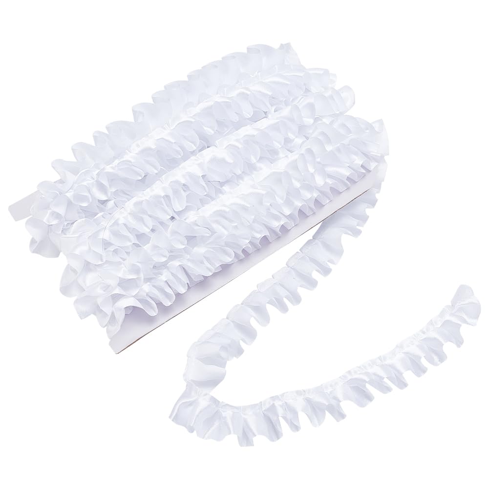 Amazon.com: MAYJOYDIY 22Yards 1inch White Satin Ruffle Trim Fabric ...