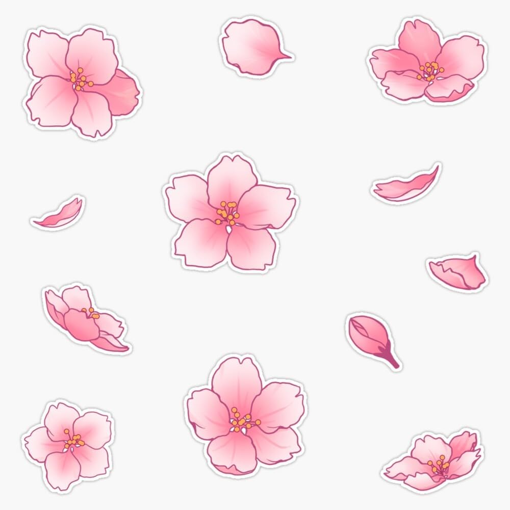 Amazon.com: Falling Sakura Cherry Blossom Bumper Sticker Vinyl Decal 5 ...