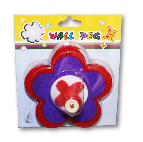 Wooden Flower Wall Peg ~ Red and Purple : Amazon.in: Home & Kitchen