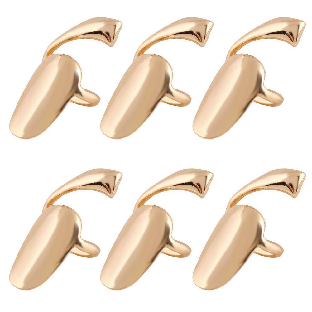 Amazon.com: 6PCS Gold Women Lady Fashion Retro Metal Nail Finger Ring ...