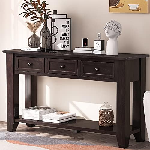 Amazon.com: Farmhouse Modern Console Table 55 Inch Wood Sofa Entry ...
