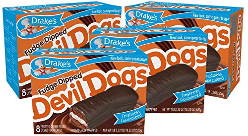 Amazon.com: Drake's Fudge Dipped Devil Dogs, 4 Boxes, 32 Individually ...