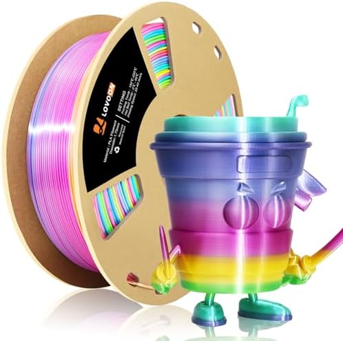 LOVOON Silk PLA 3D Printer Filament, Shiny Rainbow PLA Filament 1.75mm ...
