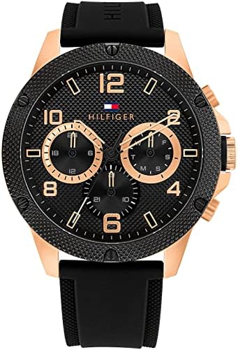 Tommy Hilfiger Multi Zifferblatt Quarz Uhr für Herren mit Schwarzes ...