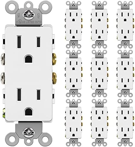 [10 Pack] BESTTEN 15 Amp Decorator Wall Receptacle Outlet, Non-Tamper ...