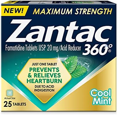 Amazon.com: Zantac 360 Maximum Strength, Cool Mint, 25 Count, Heartburn ...