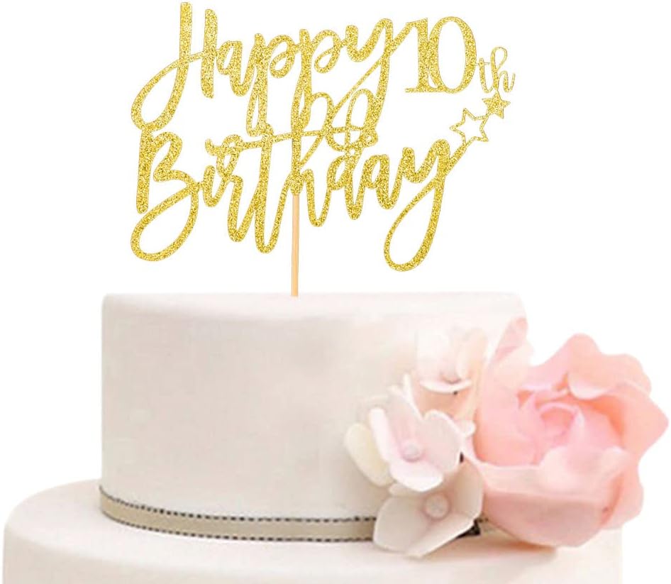 Amazon.com: Happy 10th Birthday Cake Topper, 10th Birthday Party ...