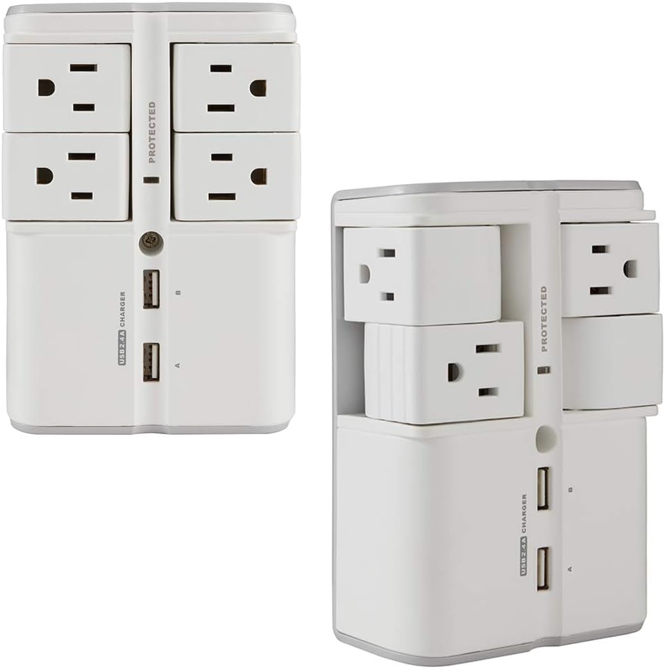 Amazon.com: ECHOGEAR USB Wall Charger Surge Protector with 4 Pivoting ...