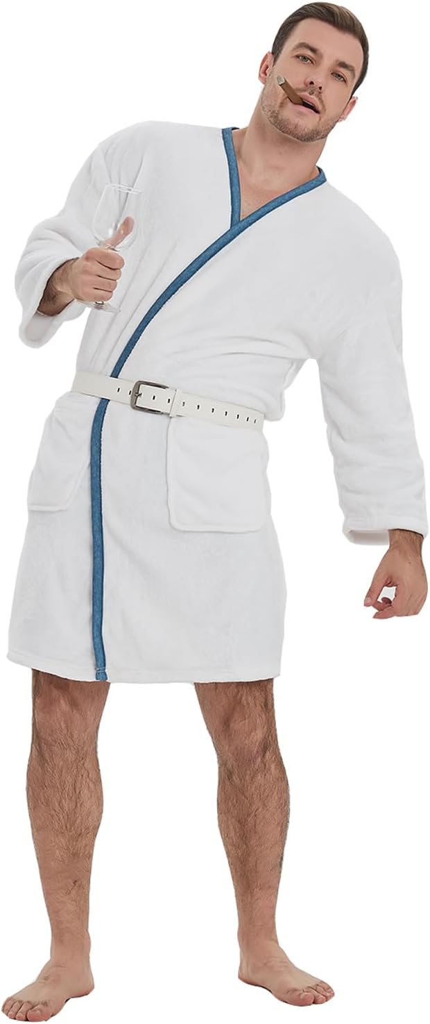 Amazon.com: Christmas Vacation Cousin Eddie Robe - White Robe and Belt ...
