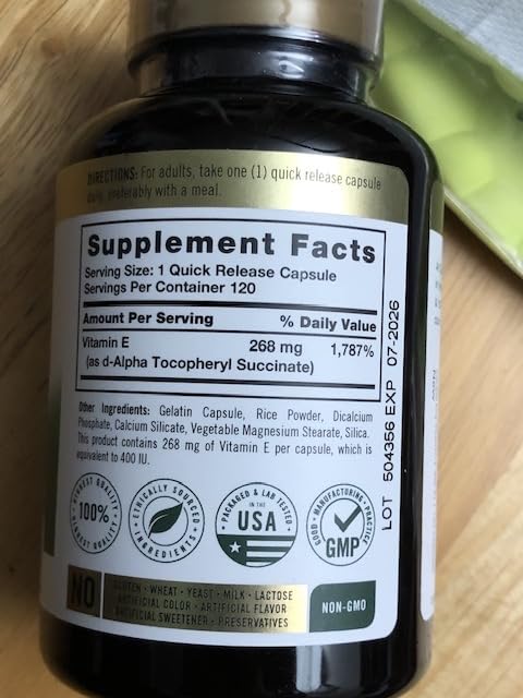Amazon.com: Carlyle Dry Vitamin E | 400 IU (268mg) | 120 Capsules ...
