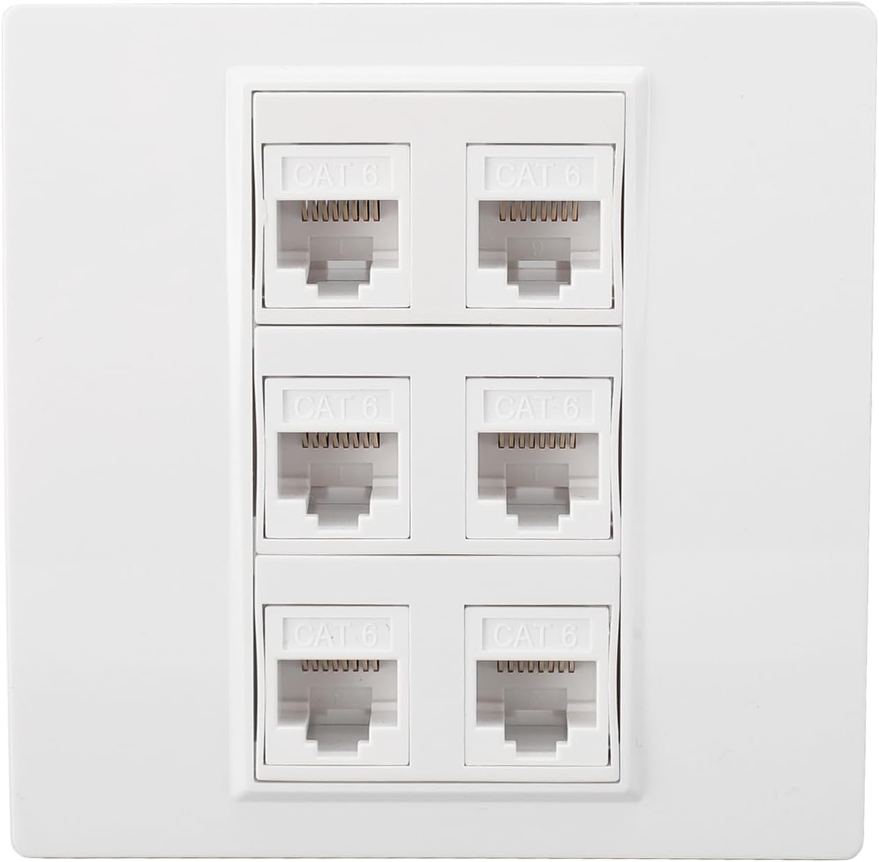 CAT6 Ethernet Faceplate 6 Port Cat 6 Female to Female Ethernet Socket Wall Plate for Cat6 6a 5 ...