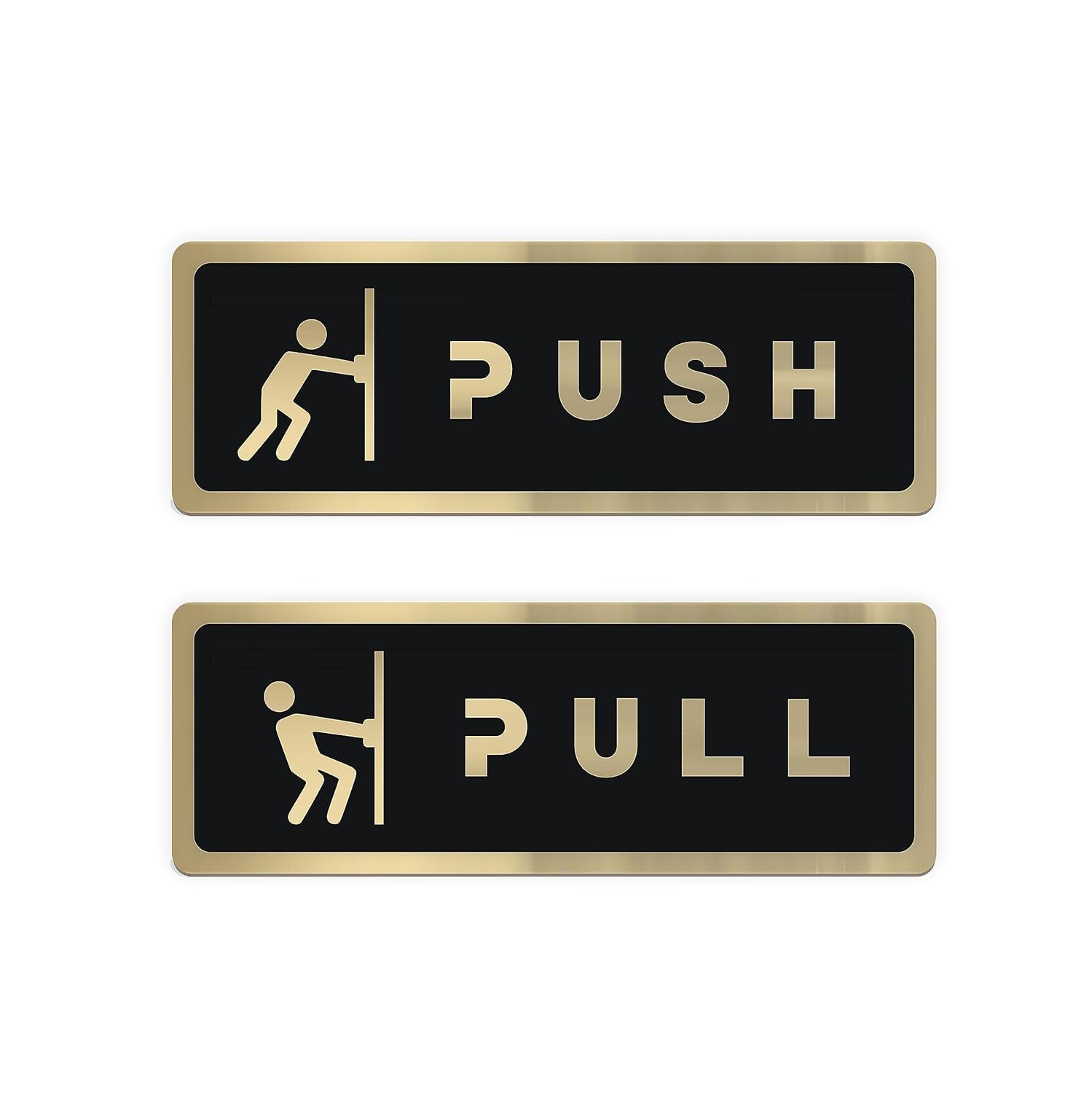 Buy Push Pull Golden Black Glass Door Acrylic Signage Sticker ...