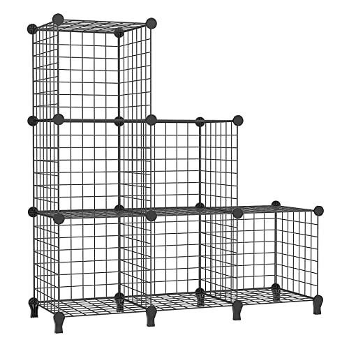 AWTATOS Wire Cube Storage Metal Grids 6 Cubes Bookshelf Bookcase ...