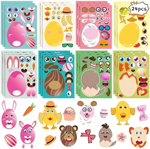 Amazon.com: 36 Sheet Easter Stickers for Kids,Easter Basket Stuffers ...