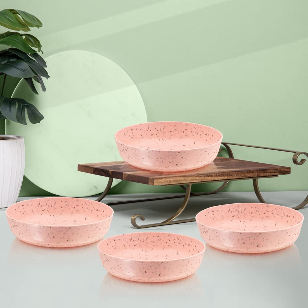 Buy Anko Melamine Salad Bowls, Set of 4 Terrazzo Pink Look Bowls, Break ...
