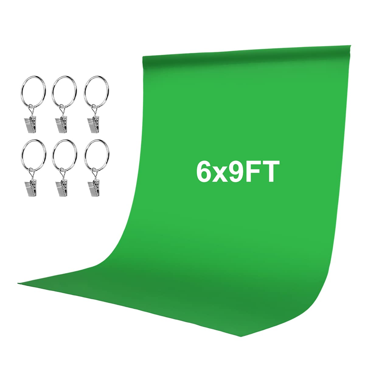 Buy Green Screen MOHOO 6x9 ft Green Backdrop -Free with 6 Ring Clips ...
