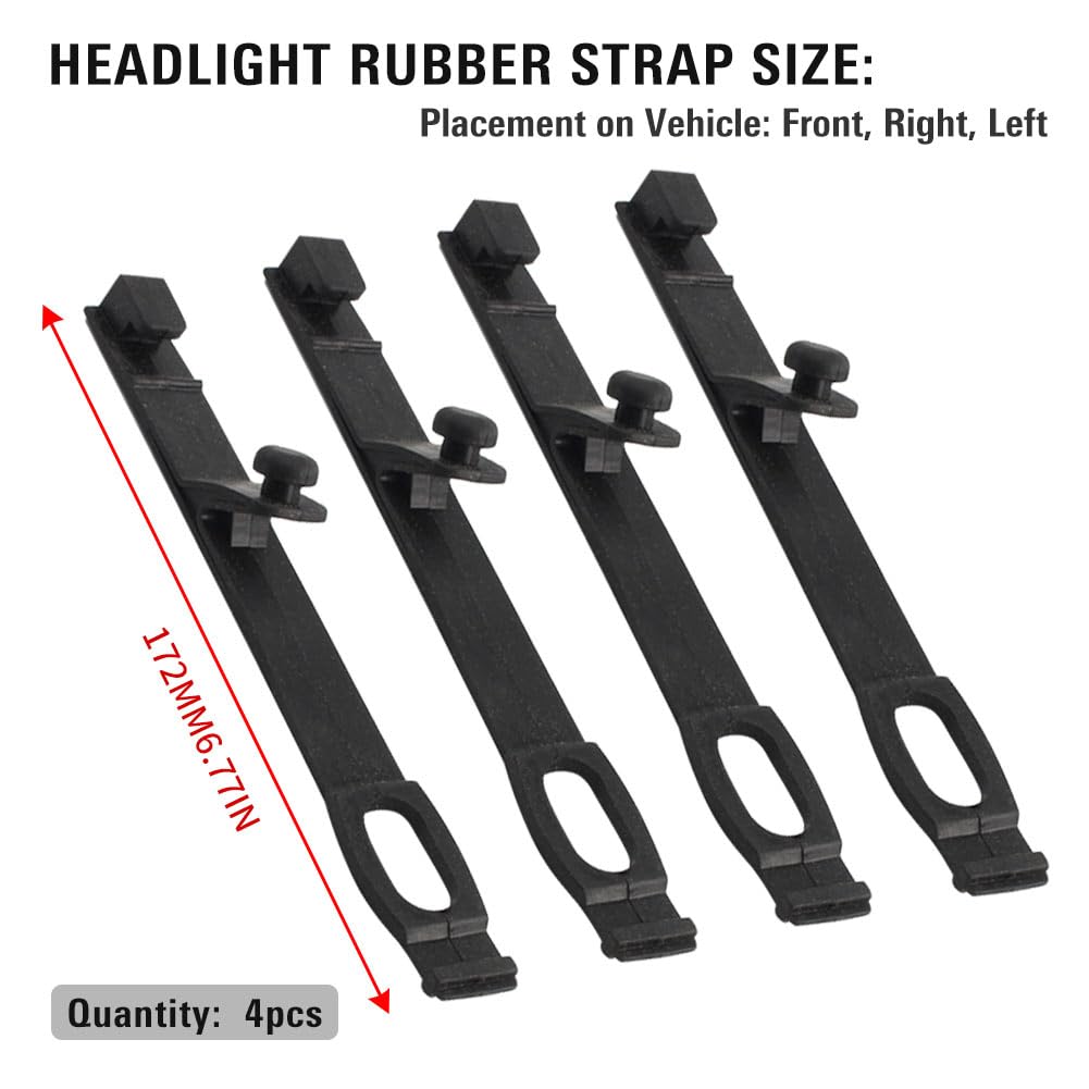 Snapklik.com : Motorcycle Black Headlight Fairing Rubber Straps Dirt ...