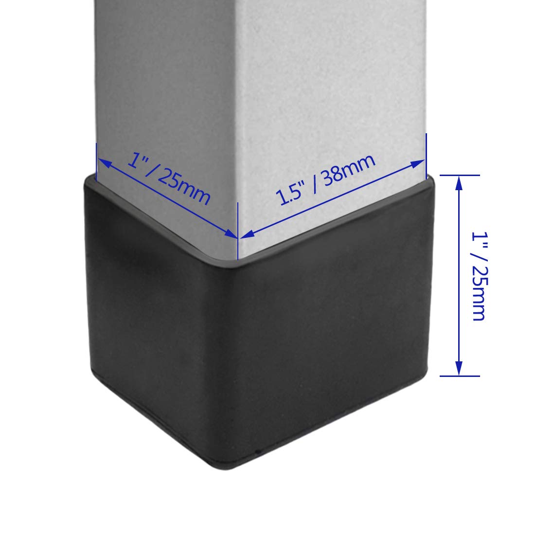 Snapklik.com : 20pcs Rectangle Chair Leg Caps, 1.5" X 1" / 38 X 25 Mm ...