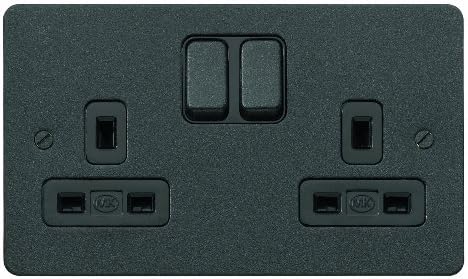 MK Edge K14347LBKB Double Switch Socket with Dual Earth/Double Pole ...