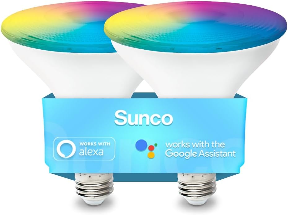 Sunco PAR38 Alexa Compatible Smart LED Bulbs, WiFi Color Changing ...