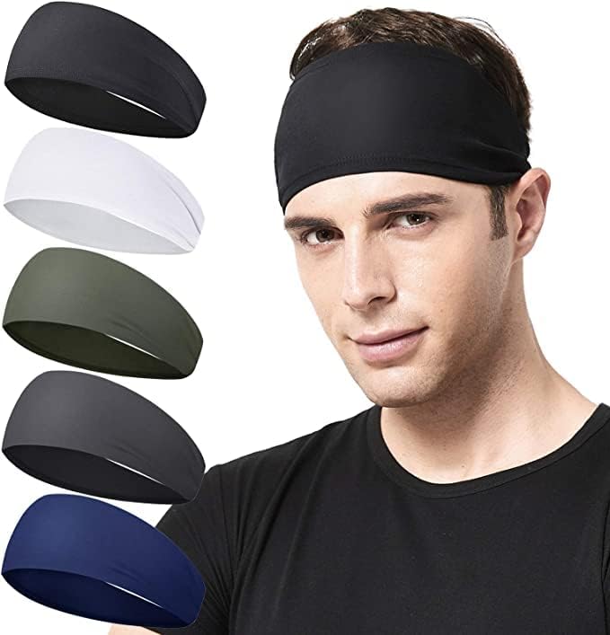 BISMAADH Polyester Sports Headband Athletic Mens Sweatband Head Band ...