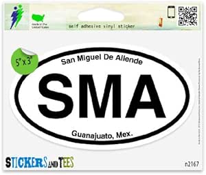 Amazon.com: SMA San Miguel de Allende Mexico Oval Car Sticker Indoor ...