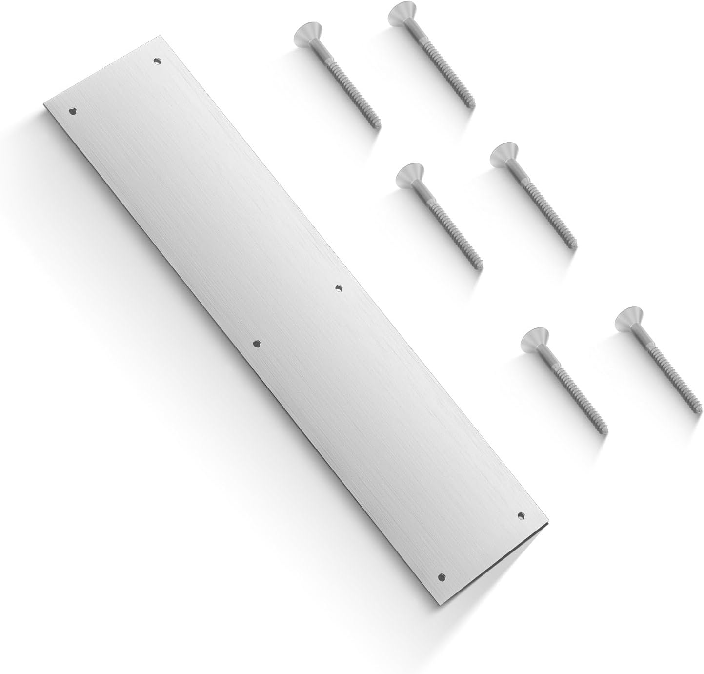 Door Push Plate, 4 in. x 16 in., Satin Aluminum Door Kick Plate ...