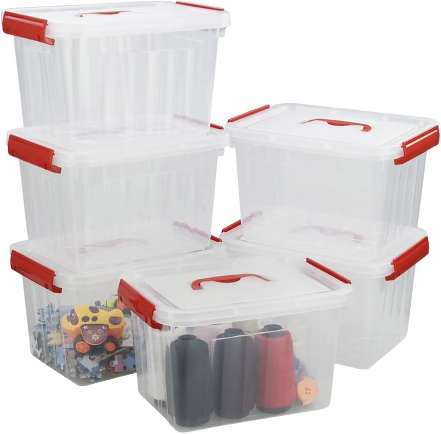 Joyeen Plastic Small Boxes, Clear Storage Boxes with Lids Set of 6 ...