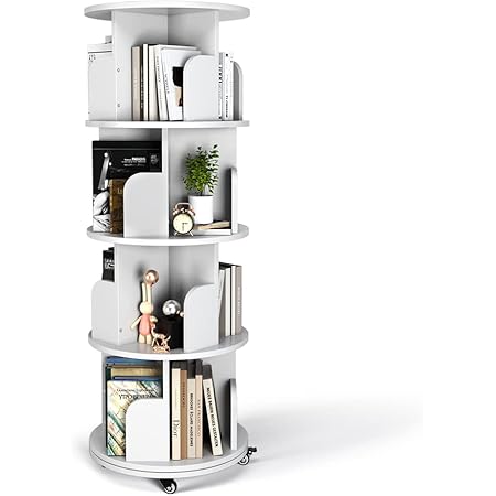 Amazon.com: Nidouillet Rotating Bookshelf, 4 Tier Revolving Bookcase ...