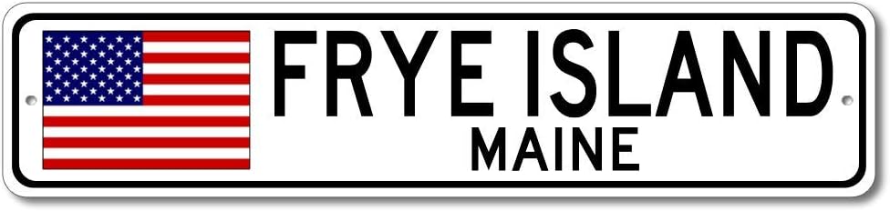Amazon.com: Frye Island, Maine USA Flag Sign - Metal Novelty Sign for ...