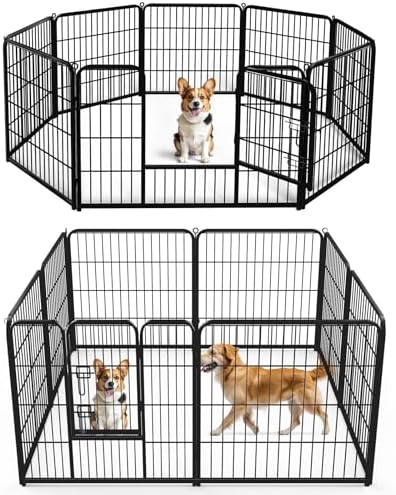 Amazon.com : DUMOS Dog Playpen Indoor, Metal 32 Inch 8 Panels Foldable ...