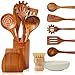 Amazon.com: Wooden Kitchen Utensil Set - Teak Wood Cooking Utensil Sets ...