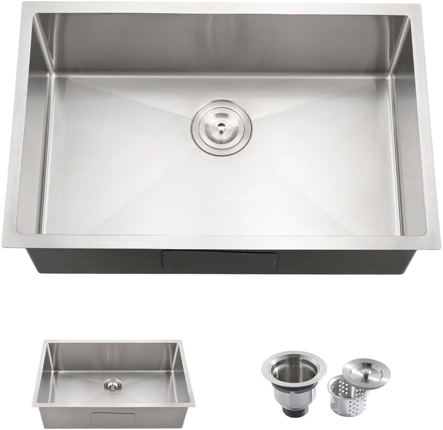 TSIBOMU 27x18 Inch Drop in Kitchen Sink, 18 Gauge Stainless Steel ...