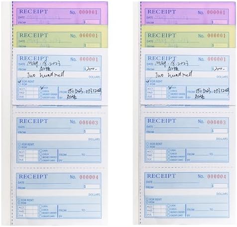 Amazon.com : 2 Packs Money and Rent Receipt Books,5.3x11.2 inches,3 ...