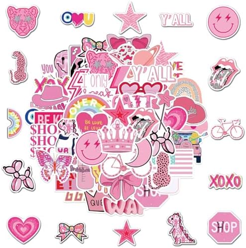 50Pcs Pink Style Stickers, Waterproof Vinyl Stickers, Aesthetic ...