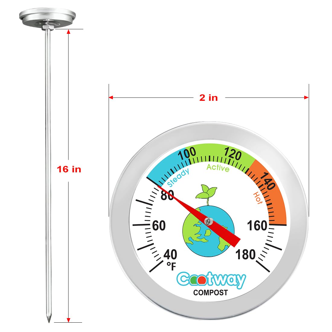 Snapklik.com : Cootway Compost Thermometer - 16 Inch Stem, Waterproof ...