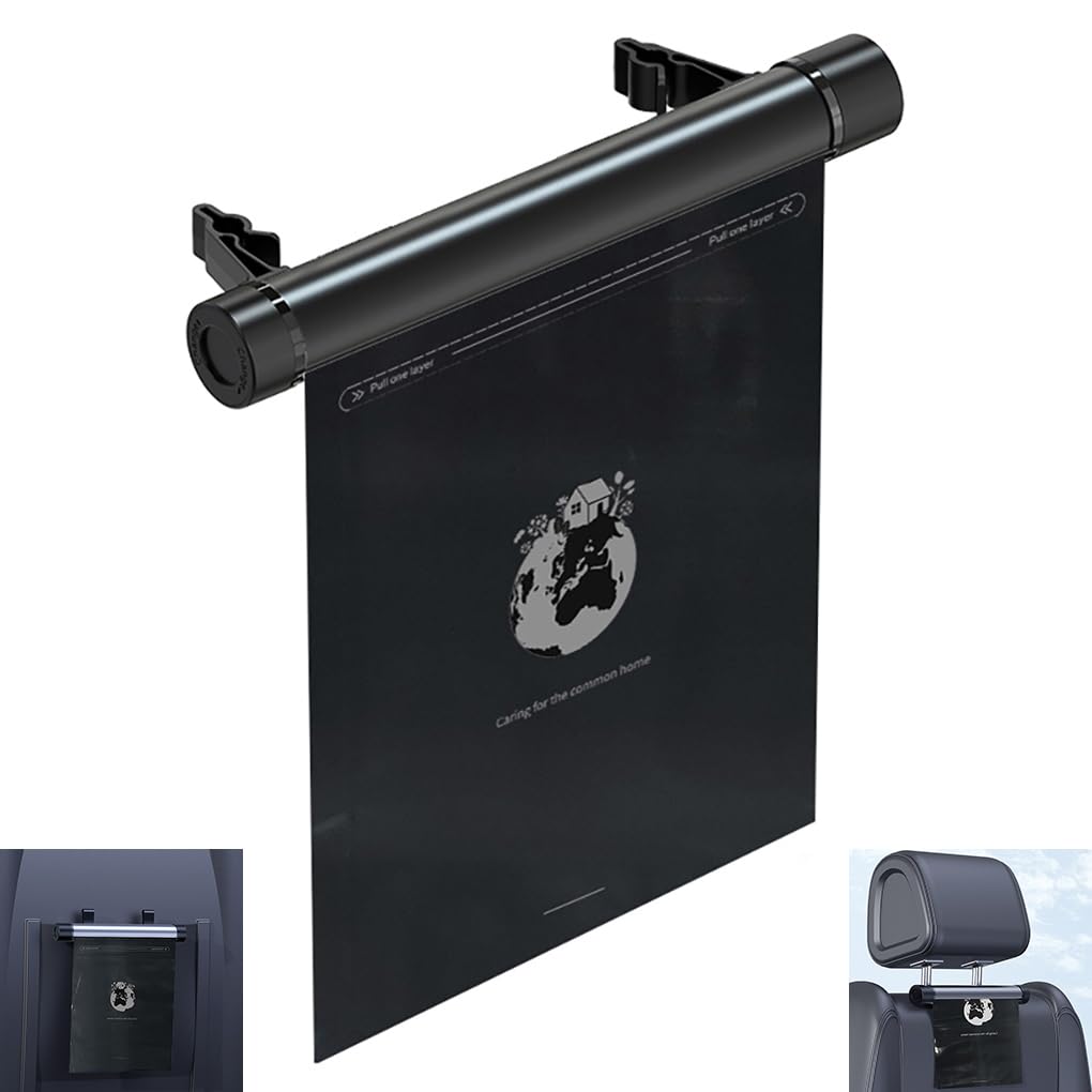 Amazon.com: Mrsnimou Upgraded Car Trash Bin | Car Trash Bag Dispenser ...