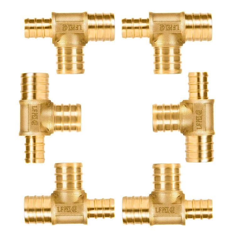 Snapklik.com : Pronese 6Pack Lead-Free Brass 3/4 Inch X 1/2 Inch X 3/4 Inch PEX Reducing Tee Fitting
