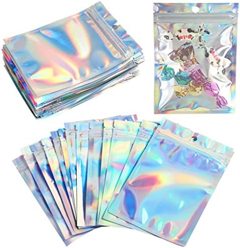 ZGTS Mylar Zip Lock Bag, 50PCS Resealable Smell Proof Aluminum Foil ...