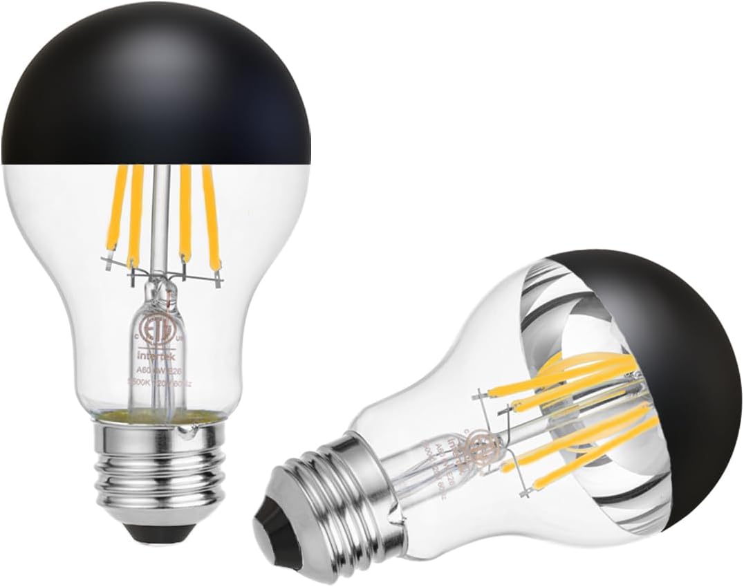 Half Chrome LED Filament Bulb A19 4W LED Light Bulb, Silver Bowl Tipped ...